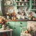 40 Images Retro Green Kitchen Images Digital Art Printable Kit Instant ...