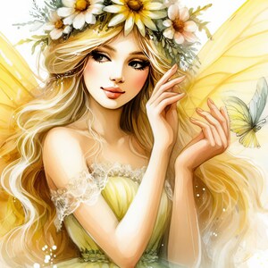 55 Images Yellow Fairy Images Digital Art Printable Instant Digital ...