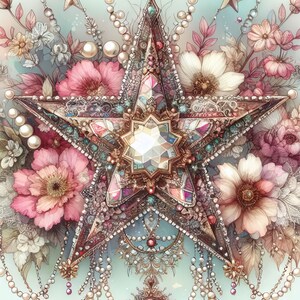 42 Images Bohemian Pink Star Images Digital Art Printable Kit Instant ...