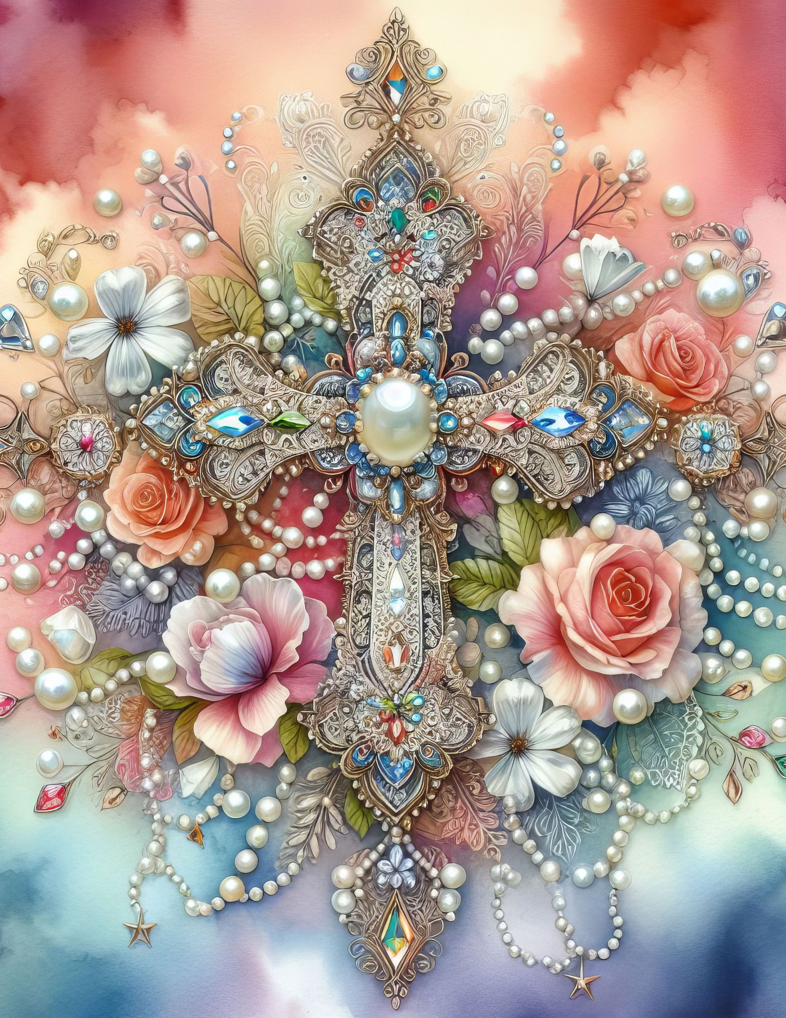 44 Images Jeweled Cross Images Digital Art Printable Instant Digital ...