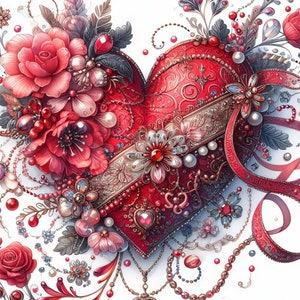 40 Images Fancy Hearts in Pink and Red Images Digital Art Printable ...