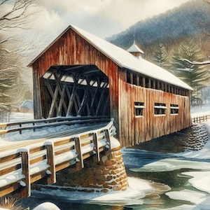 50 Images Covered Bridge Images Digital Art Printable Kit Instant ...