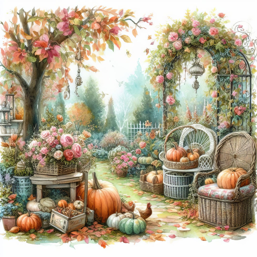 47 Images Shabby Chic Fall Garden Images Digital Kit Digital Art ...