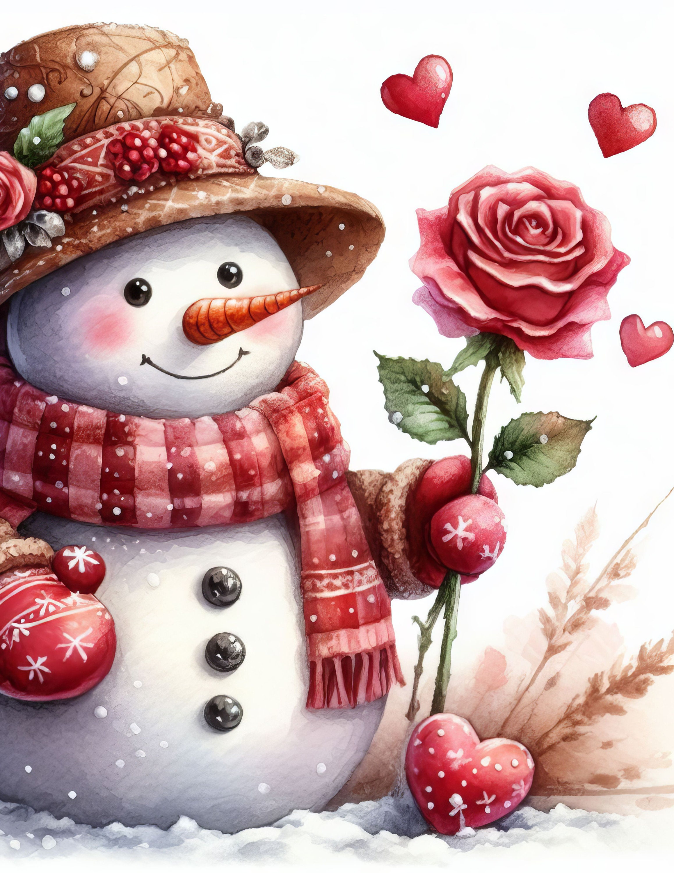 42 Images Valentine Snowman: Digital Art, Printable Instant Digital ...