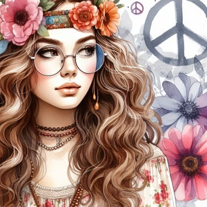 61 Images Hippie and Boho Women Images Digital Art Printable Instant ...