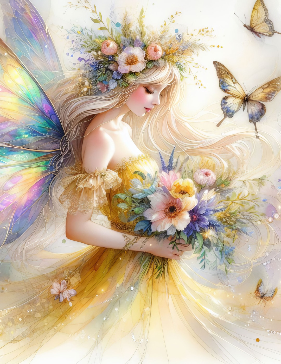 55 Images Yellow Fairy Images Digital Art Printable Instant Digital ...