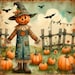 60 Images Scarecrow in Pumpkin Patch Digital Art Printable Kit Instant ...
