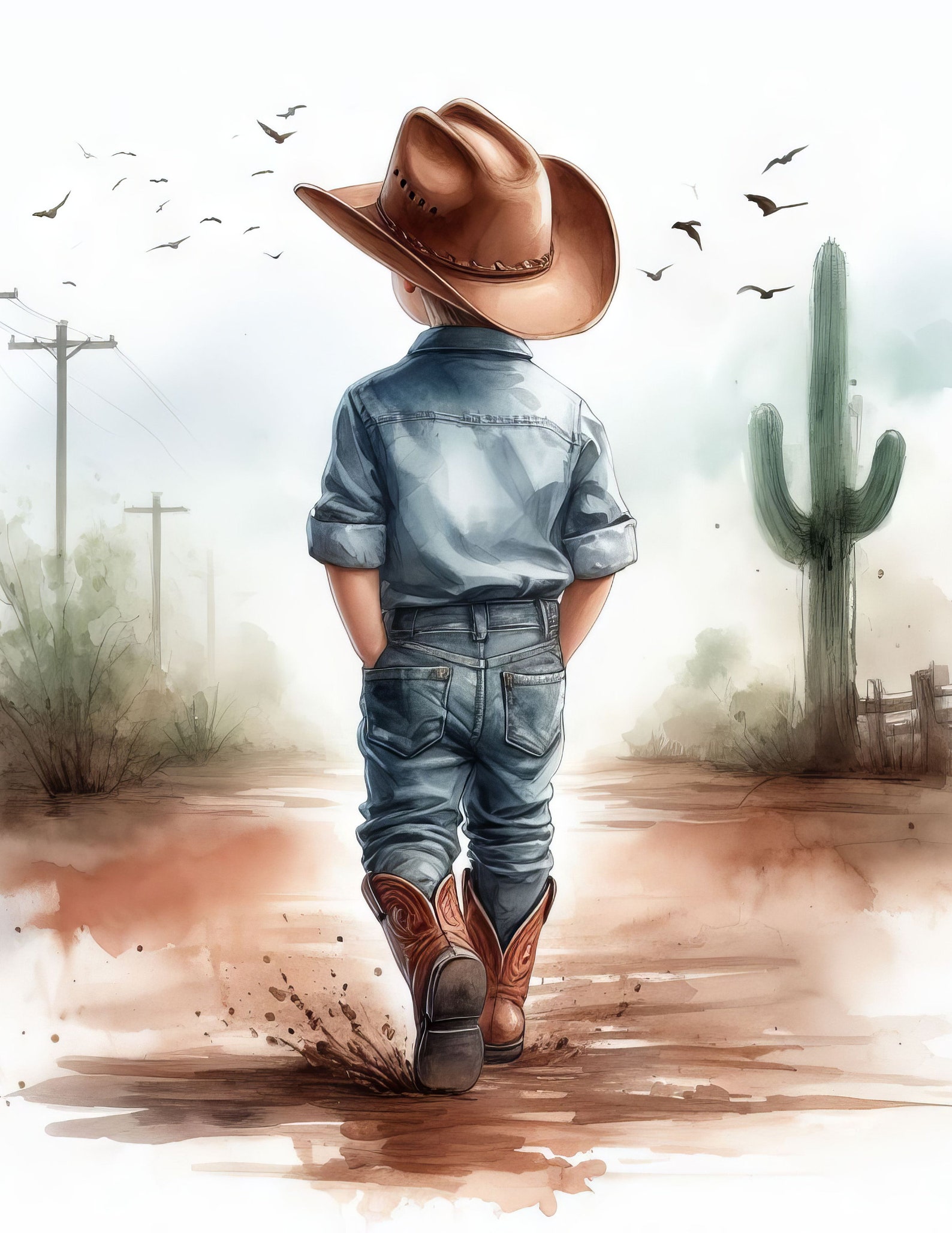 40 Images Cute Little Cowboy: Digital Art, Printable Digital Download ...