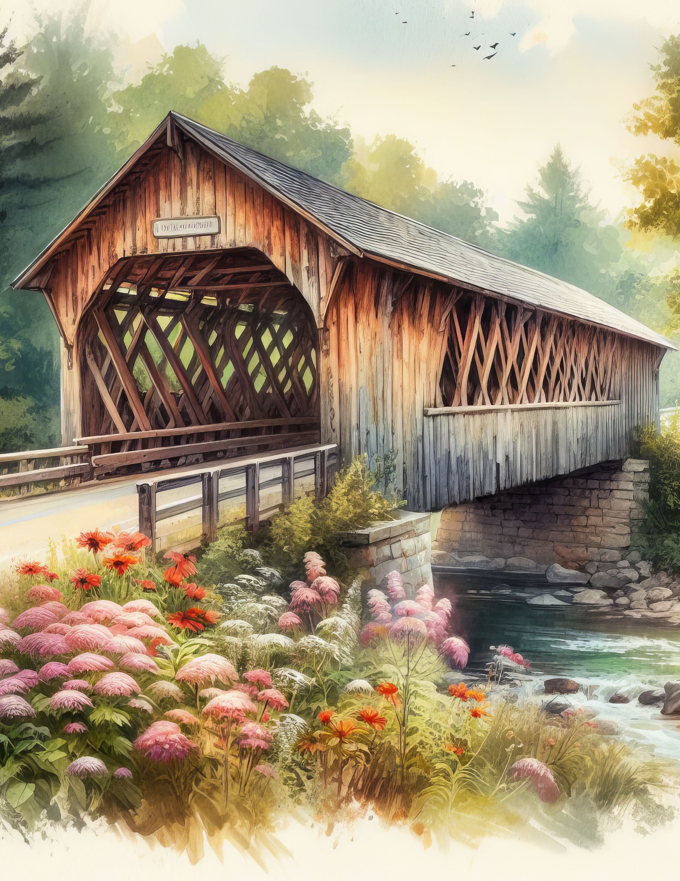 50 Images Covered Bridge Images Digital Art Printable Kit Instant ...