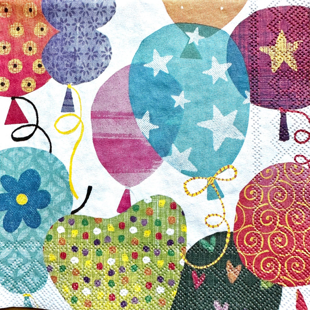 Decoupage Napkins, 5 X 5, Celebration Balloons Napkin, Party Napkin ...
