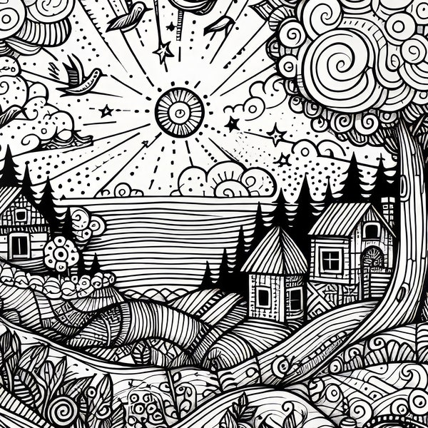 Adult Coloring Pages Collage - Etsy