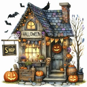 50 Images Halloween Shop Images Digital Art Printable Kit Instant ...