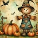 60 Images Scarecrow in Pumpkin Patch Digital Art Printable Kit Instant ...