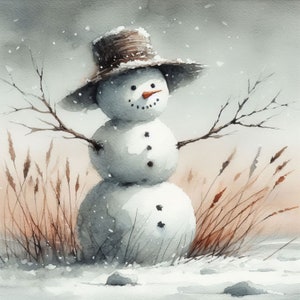 50 Images Rustic Snowman Images Digital Art Printable Instant Digital ...