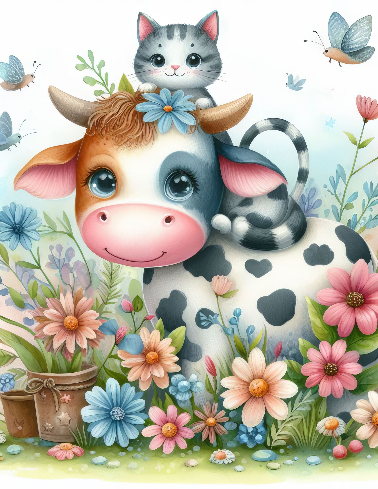 46 Images Whimsical Cow: JPEG Images, Digital Art, Printable Instant ...