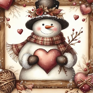 42 Images Valentine Snowman Images Digital Art Printable Instant ...