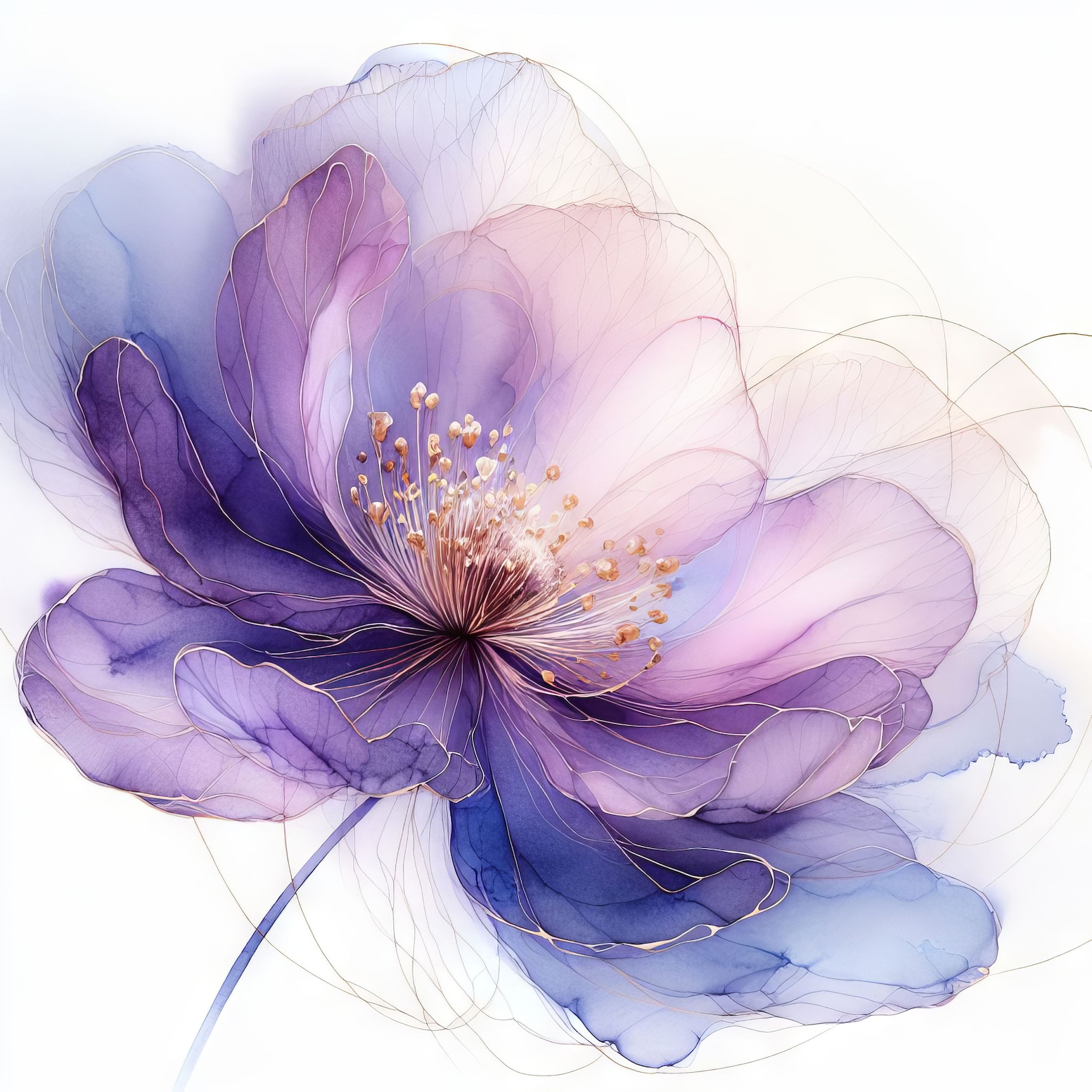 55 Images Gold Edged Flower Images Digital Kit Digital Art Printable ...