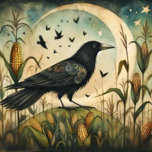 55 Images Crow in Cornfield Digital Art Printable Instant Digital ...