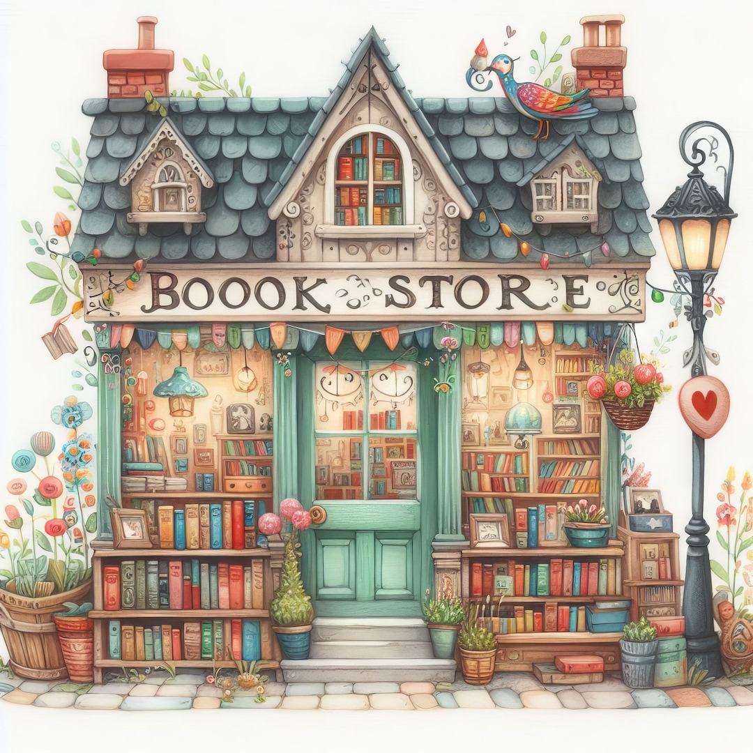 55 Images Whimsical Book Store Images Digital Art Printable Instant ...