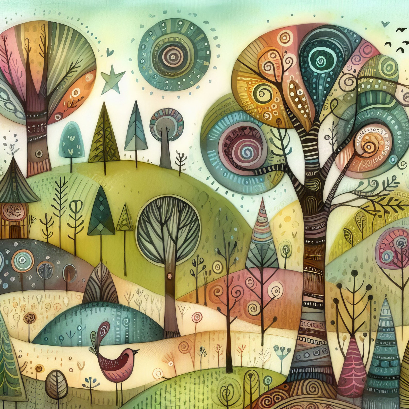 55 Images Whimsical Trees Images Digital Kit Digital Art Printable Kit ...