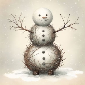 50 Images Rustic Snowman Images Digital Art Printable Instant Digital ...