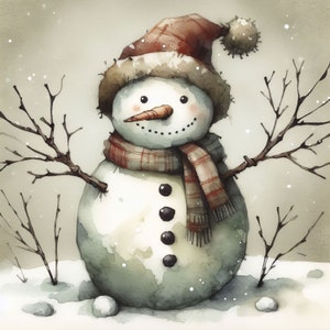 50 Images Rustic Snowman Images Digital Art Printable Instant Digital ...
