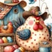 40 Images Whimsical Calico Chicken Images Jpeg Digital Art Printable ...
