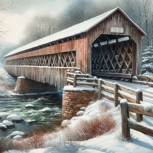 50 Images Covered Bridge Images Digital Art Printable Kit Instant ...