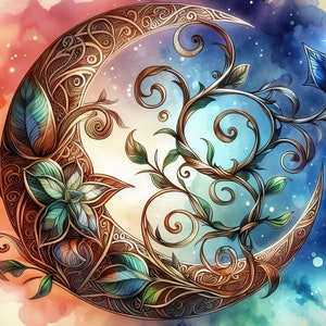 55 Images Magnificent Moon Images Digital Art Jpeg Printable Instant ...