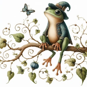 60 Images Whimsical Frog Digital Art Printable Instant Digital Download ...