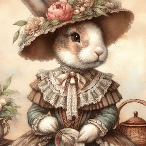 40 Images Victorian Bunny: JPEG Images Digital Art Printable Instant ...