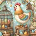 40 Images Whimsical Calico Chicken Images Jpeg Digital Art Printable ...