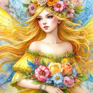 55 Images Yellow Fairy Images Digital Art Printable Instant Digital ...