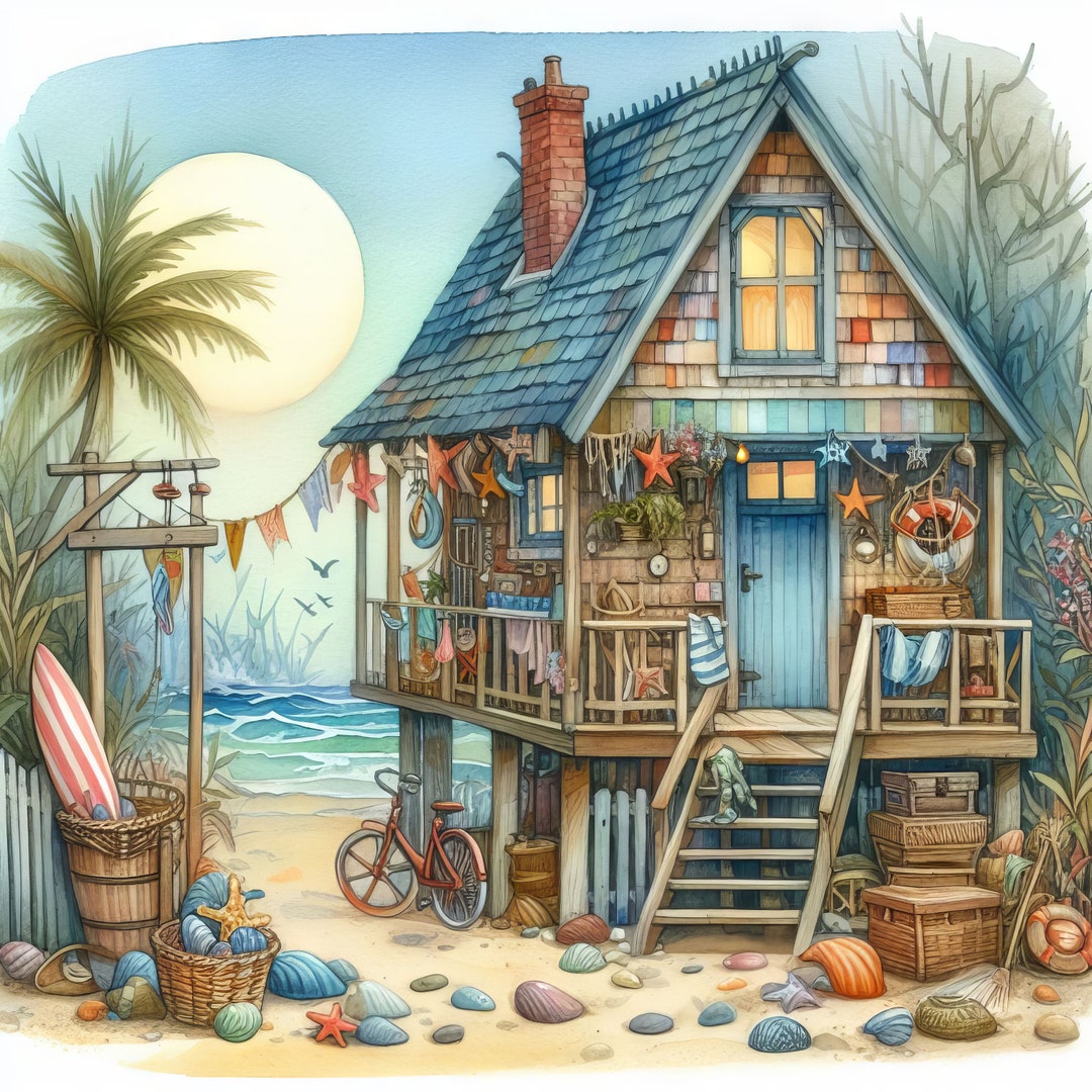 Digital Kit 60 Whimsical Beach House Images Digital Art Printable Kit ...