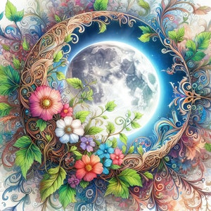 55 Images Magnificent Moon Images Digital Art Jpeg Printable Instant ...
