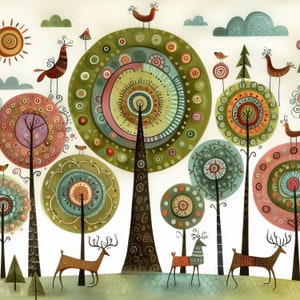 55 Images Whimsical Trees Images Digital Kit Digital Art Printable Kit ...