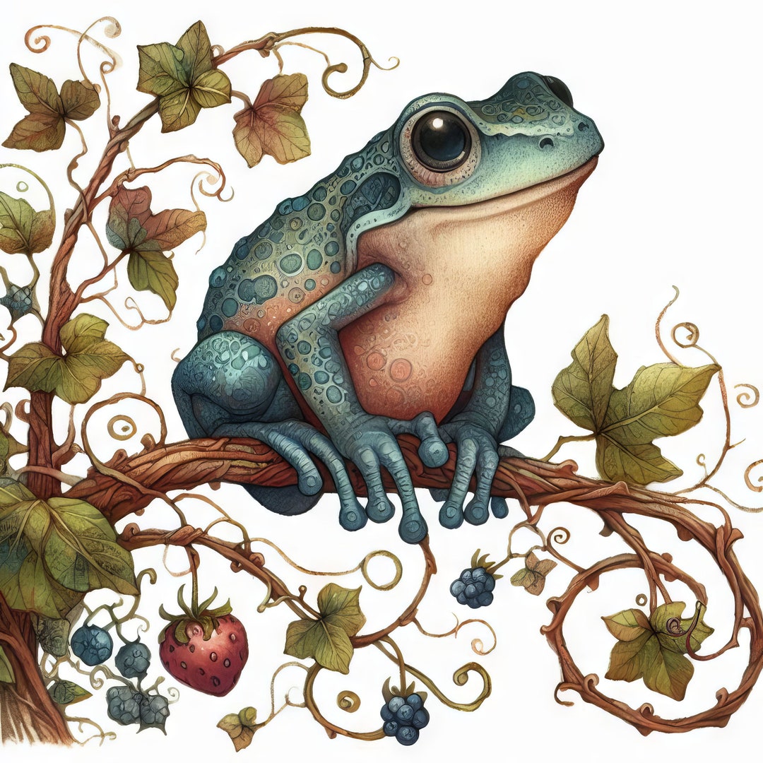 60 Images Whimsical Frog Digital Art Printable Instant Digital Download ...