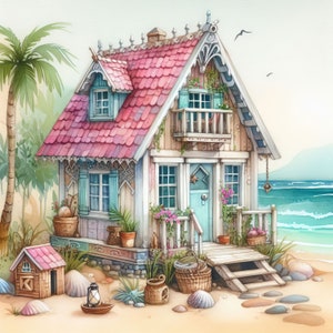 Digital Kit 60 Whimsical Beach House Images Digital Art Printable Kit ...