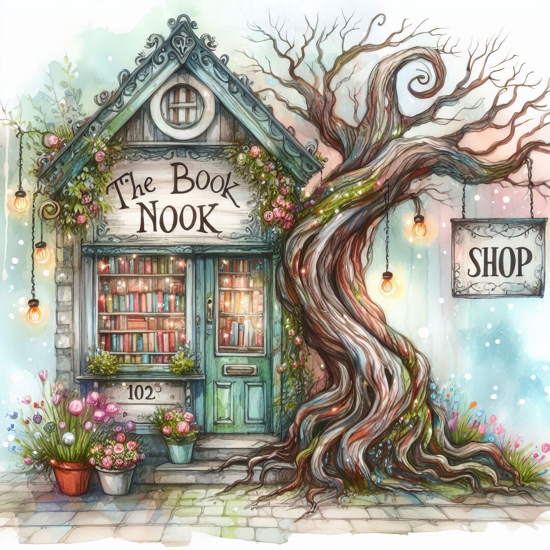 50 Images Book Nook Shop Images Digital Art Printable Kit Instant ...