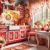 40 Images Retro Red Kitchen Images Digital Art Printable Kit Instant ...