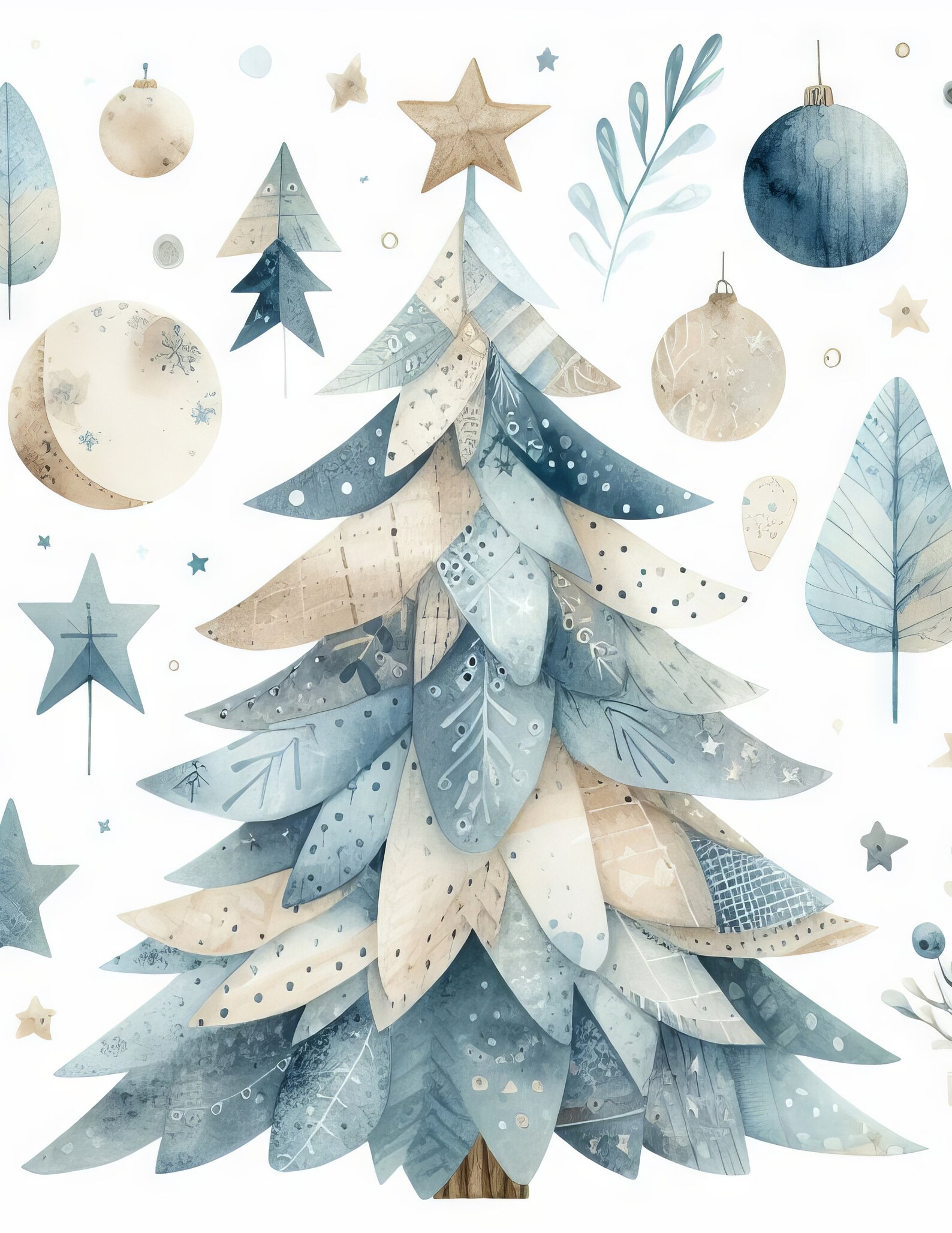 39 Images Nordic Blue Christmas Trees: Digital Art, Printable Download ...