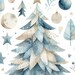 39 Images Nordic Blue Christmas Trees Images Digital Art Printable Kit ...