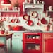 40 Images Retro Red Kitchen Images Digital Art Printable Kit Instant ...