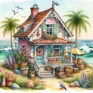 Digital Kit 60 Whimsical Beach House Images Digital Art Printable Kit ...