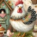 40 Images Whimsical Calico Chicken Images Jpeg Digital Art Printable ...
