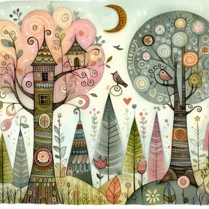 55 Images Whimsical Trees Images Digital Kit Digital Art Printable Kit ...