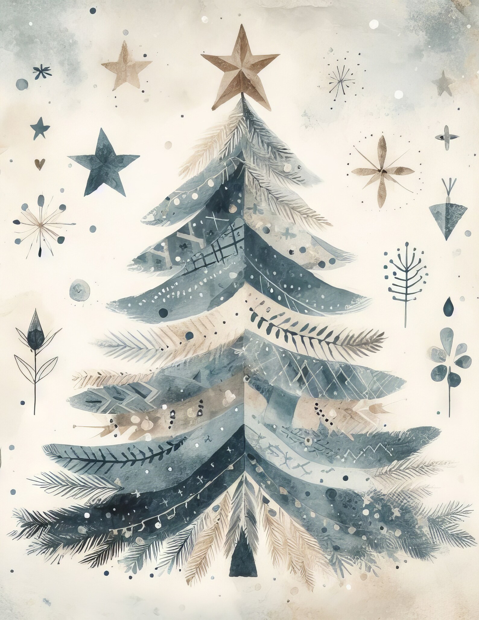 39 Images Nordic Blue Christmas Trees: Digital Art, Printable Download ...