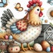 40 Images Whimsical Calico Chicken Images Jpeg Digital Art Printable ...
