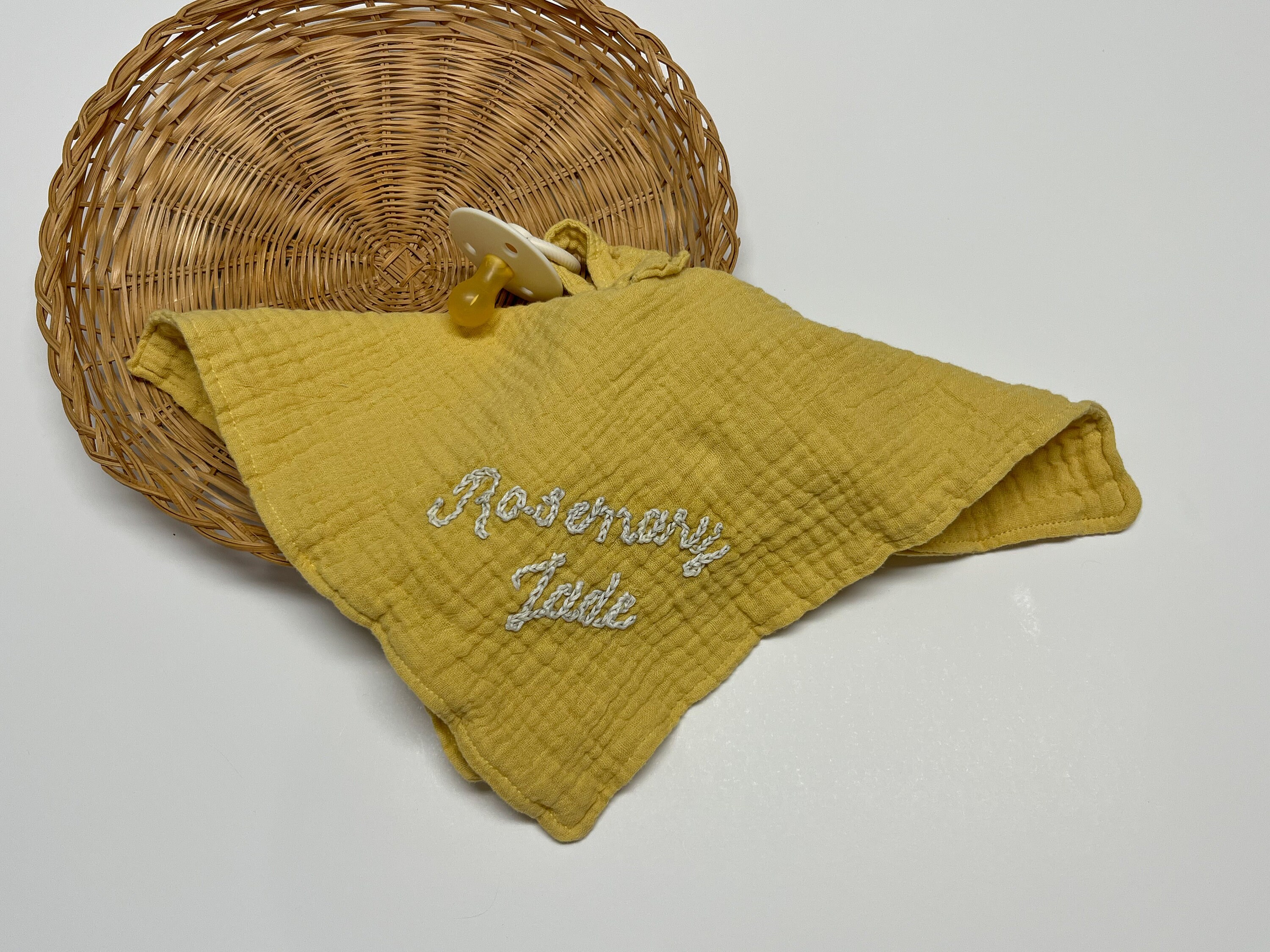 HANDMADE Custom Embroidered Baby Lovey PACI HOLDER Shower Gift Cotton ...