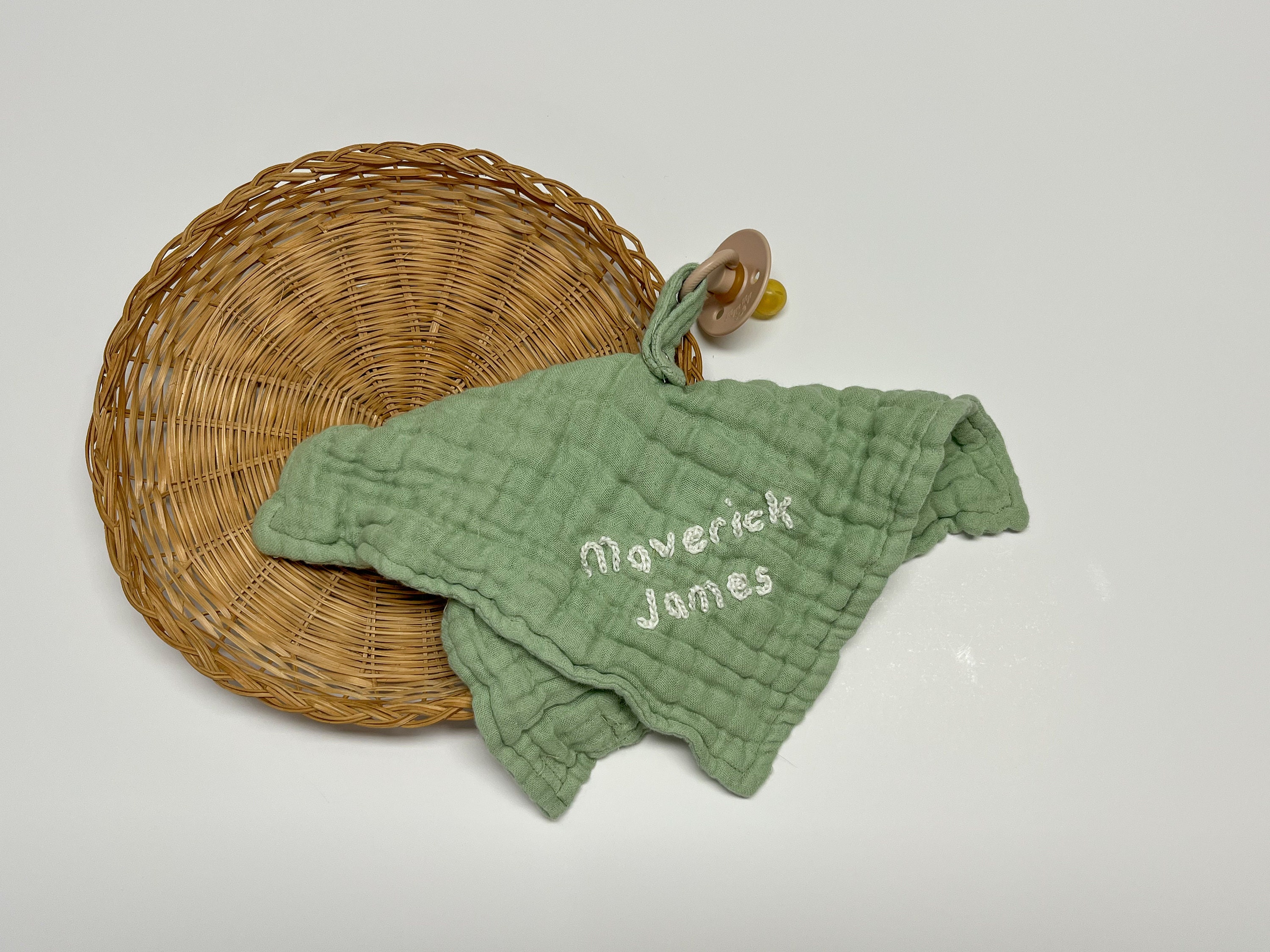 HANDMADE Custom Embroidered Baby Lovey PACI HOLDER Shower Gift Cotton ...